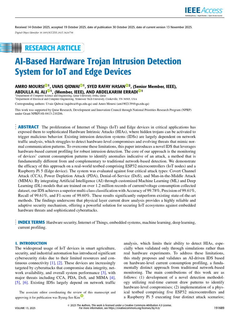 AI-Based Hardware Trojan Intrusion Detection System For IoT and Edge ...