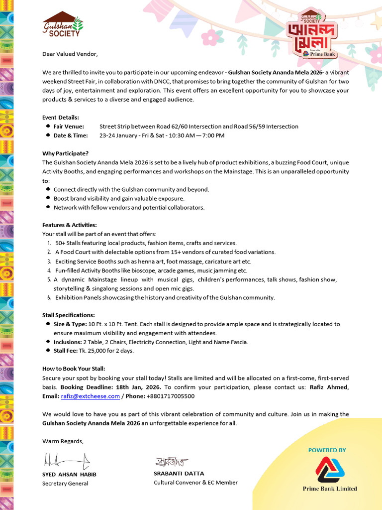 GSAM - Proposal For Stall | PDF