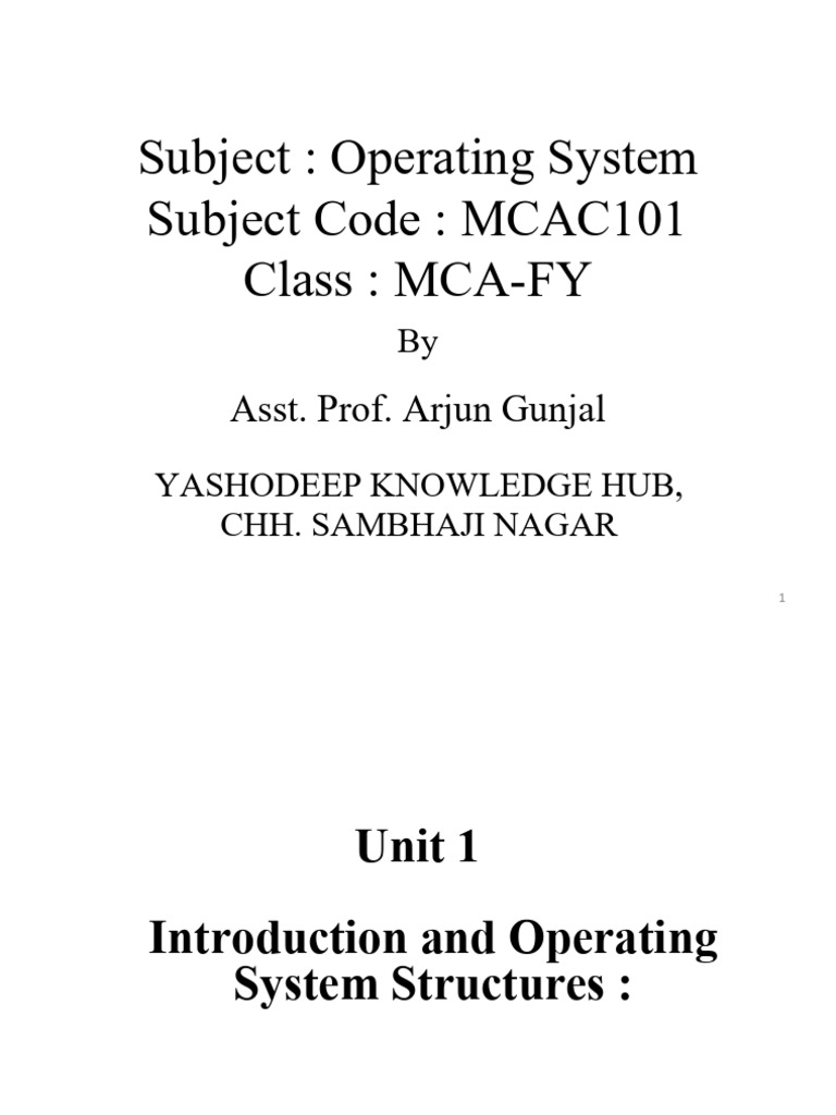 OS_ Unit - 1 -Introduction and Operating System Structures | PDF | Operating System | Computer ...