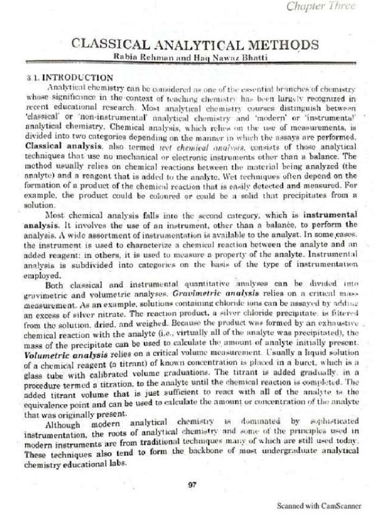 Classical Analytical Methods | PDF