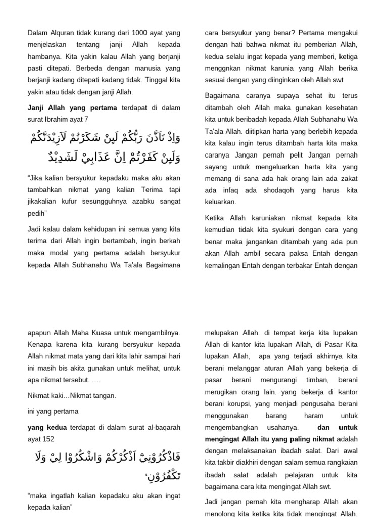 Janji Allah: Bersyukur dan Berdoa | PDF