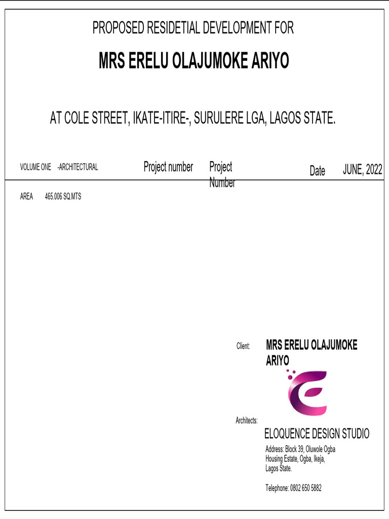 MRS ARIYO RESIDENTIAL DEVELOPMENT-WORKING DRAWING | PDF