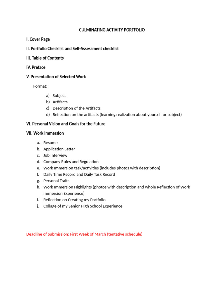 Senior High School Portfolio Guide | PDF