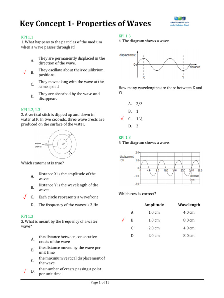 Key Concept 1- Properties of Waves-AK | PDF | Waves | Wavelength