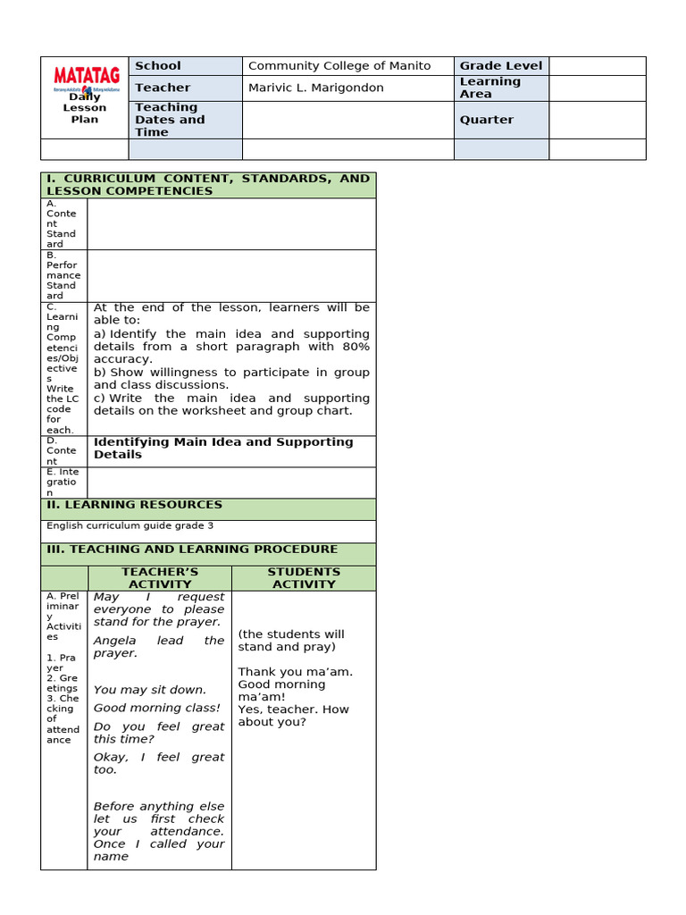 Revised k to 12 Lesson Plan | PDF | Learning | Teaching
