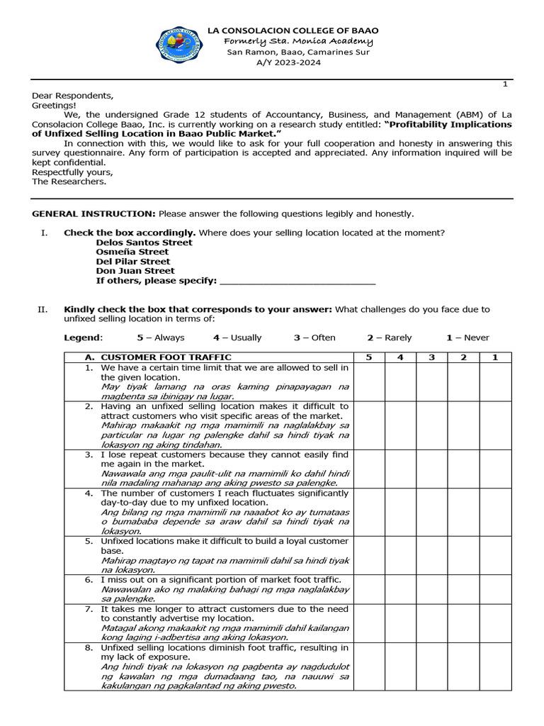 PDF Questionnaire | PDF