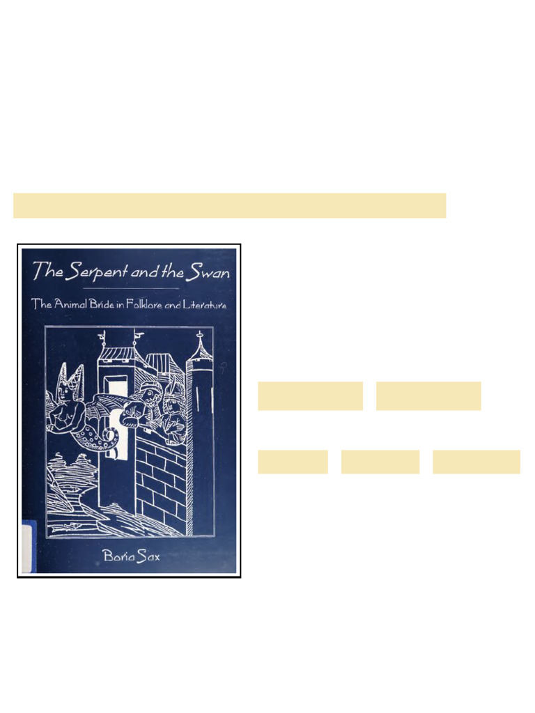 Serpent Swan Animal Bride Folklore Literature 1st Edition Boria Sax ...