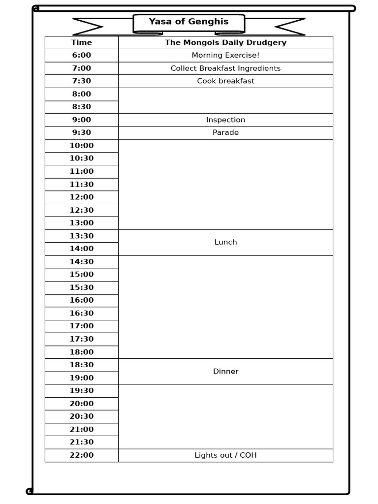 Blank Daily Schedule | PDF
