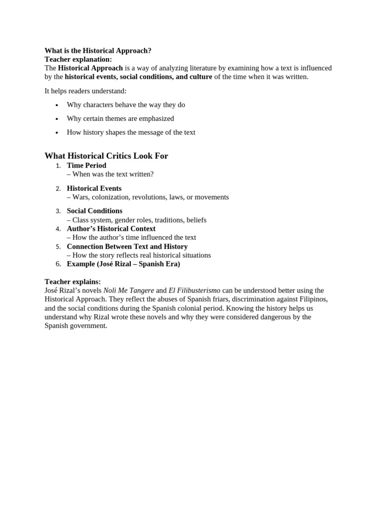 Understanding the Historical Approach in Literature | PDF