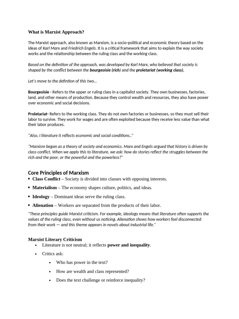 Understanding the Marxist Approach | PDF | Marxism | Working Class