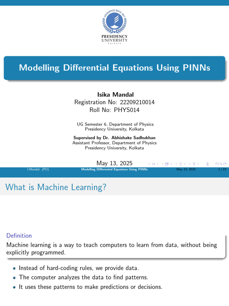 Pinn Presentation (7) | PDF | Machine Learning | Equations