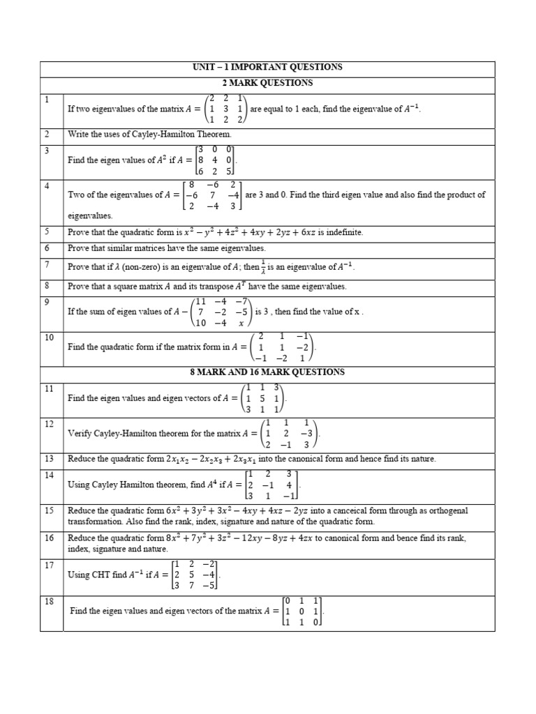 Unit 1 Transformations | PDF | Eigenvalues And Eigenvectors | Matrix ...