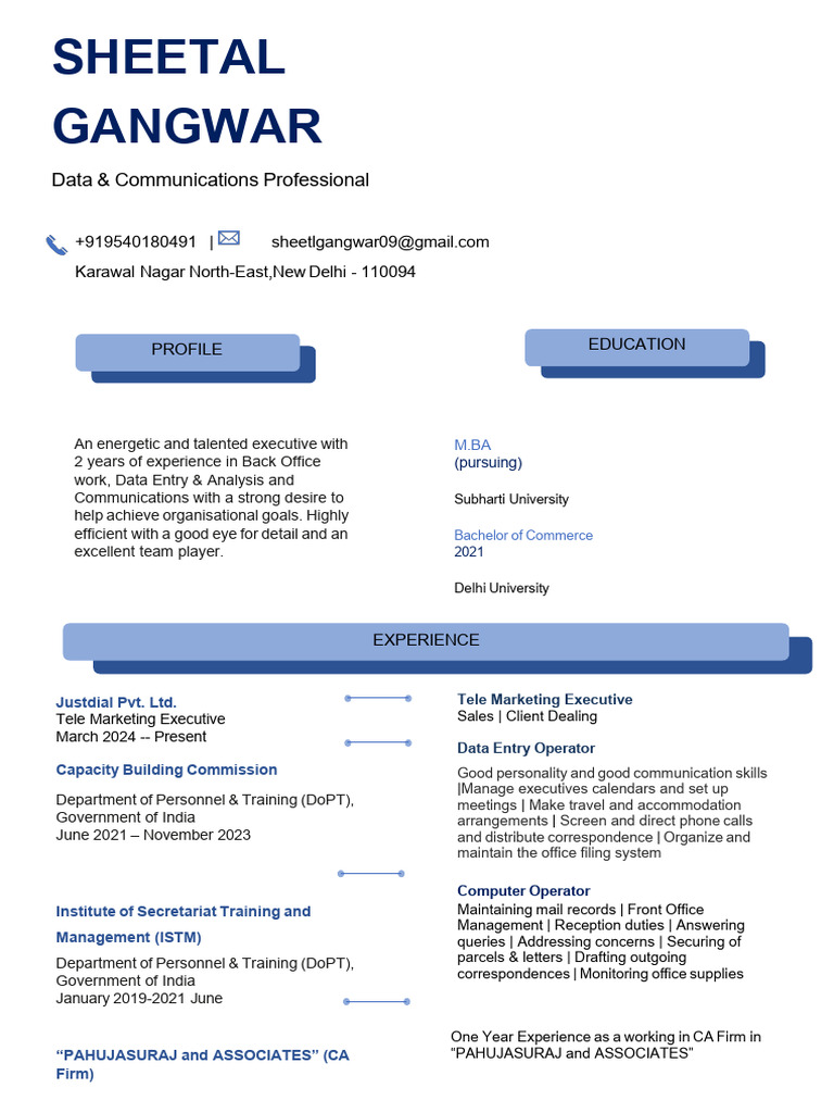 Cv Sheetal | PDF | Communication | Computing