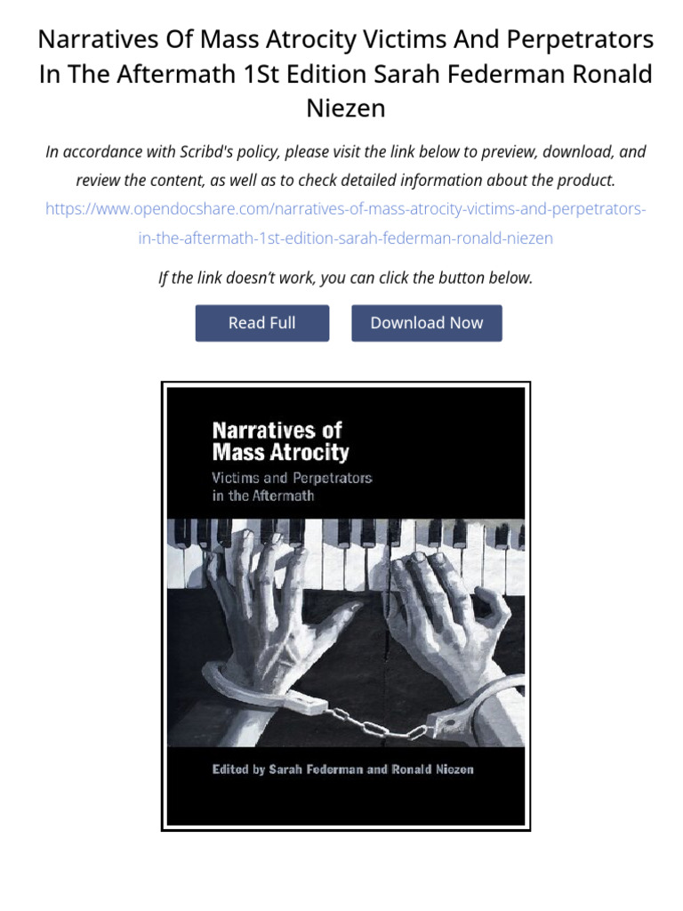 Narratives Of Mass Atrocity Victims And Perpetrators In The Aftermath ...