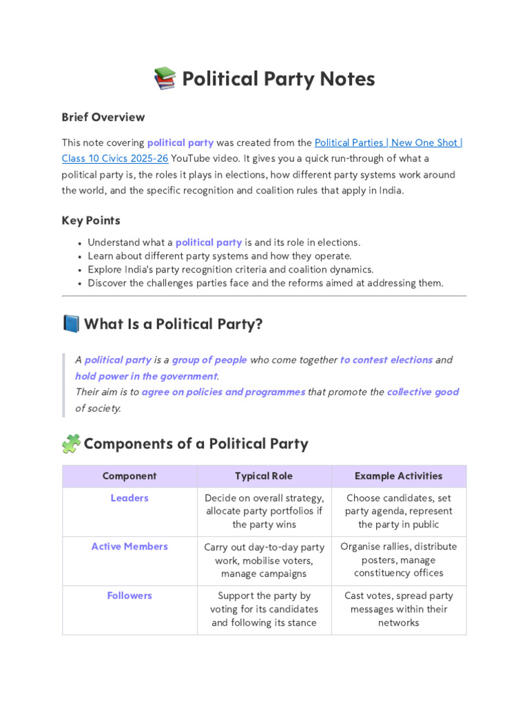 Understanding Political Parties and Systems | PDF | Political Parties ...