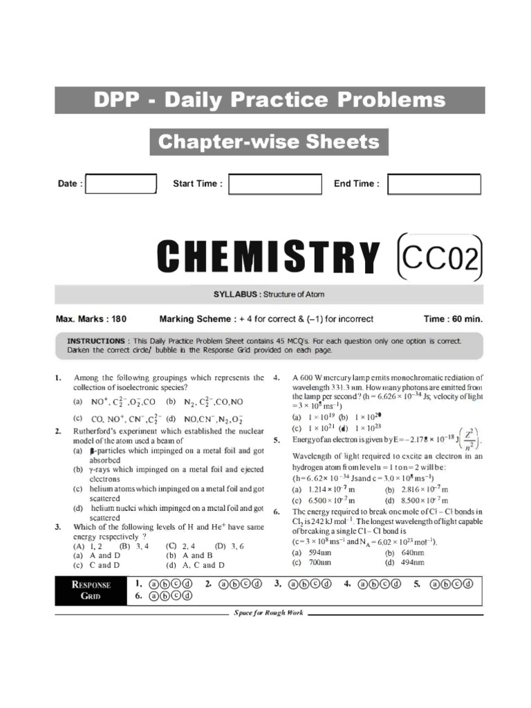 DPP Structure of Atom Pages 1 to 4 | PDF | Electron | Atoms