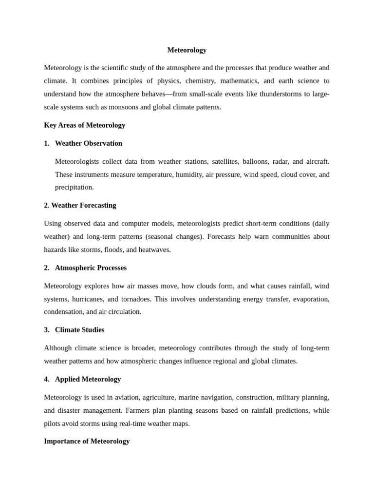 Understanding Meteorology and Its Importance | PDF