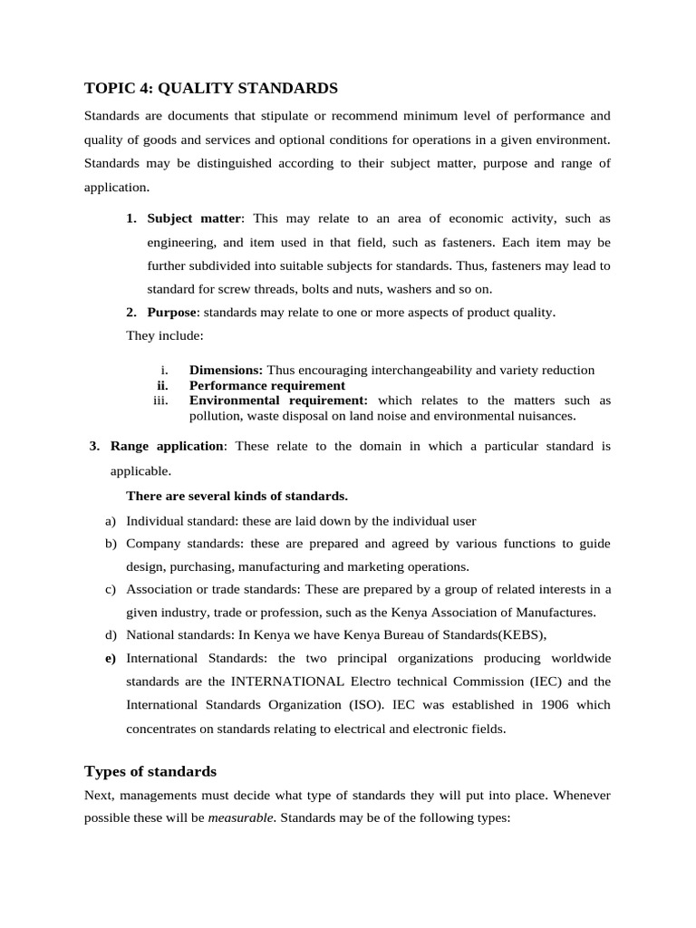 Quality Standards | PDF | Quality Management System | Standardization