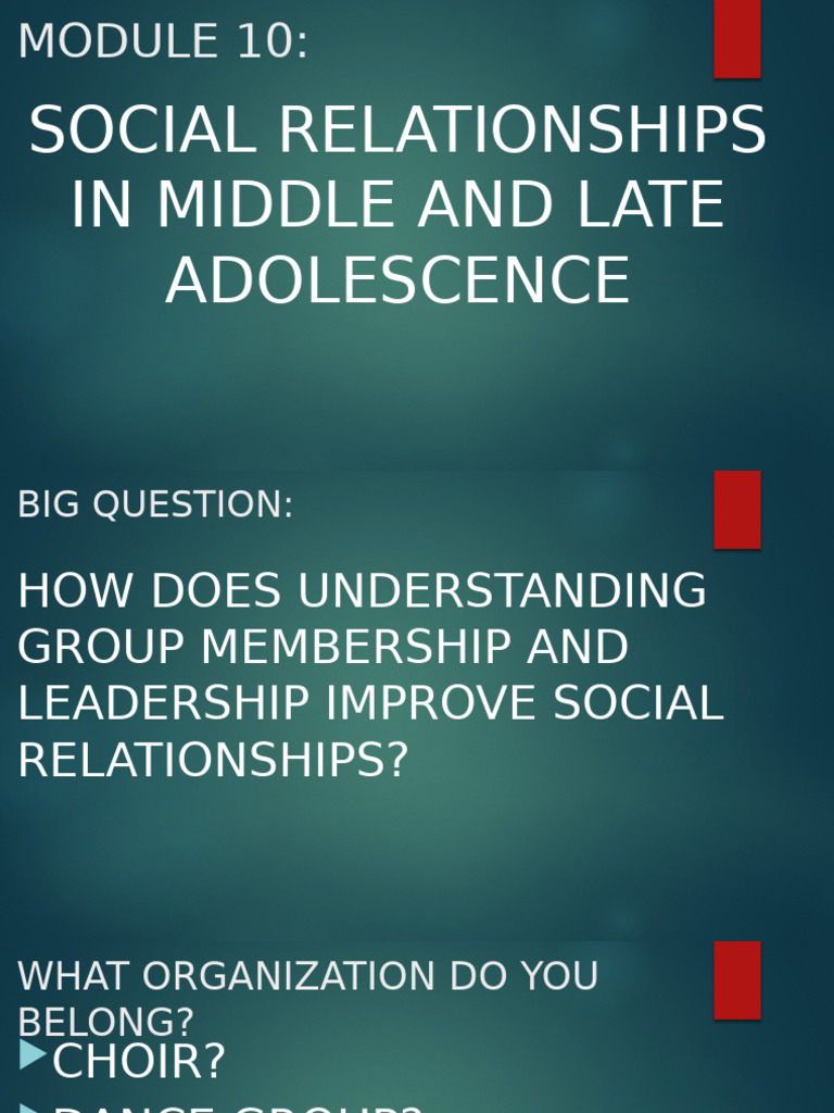 Enhancing Adolescent Social Relationships | PDF | Leadership | Adolescence