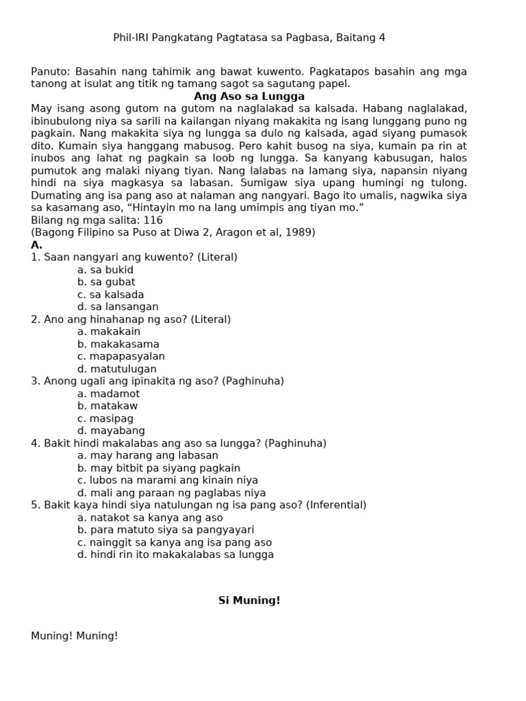 PHILIRI GST Filipino _ English Ready to Print (Grade III-VI) | PDF