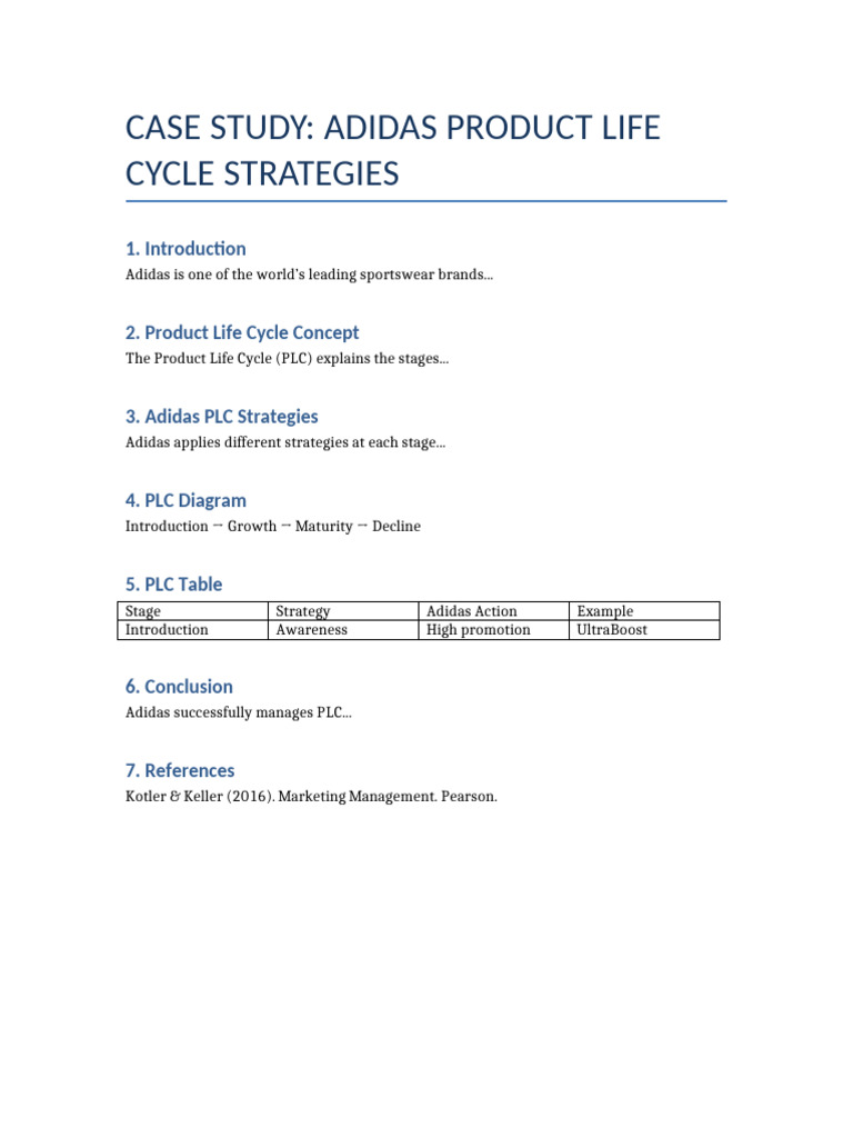 Adidas Product Life Cycle Case Study | PDF