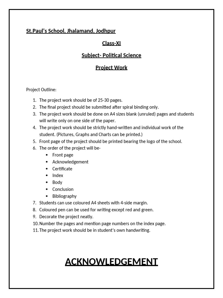 Political Science Project Guidelines XI | PDF