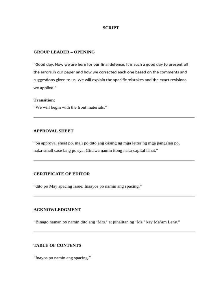 Script For Final Defense | PDF | Bullying | Social Psychology