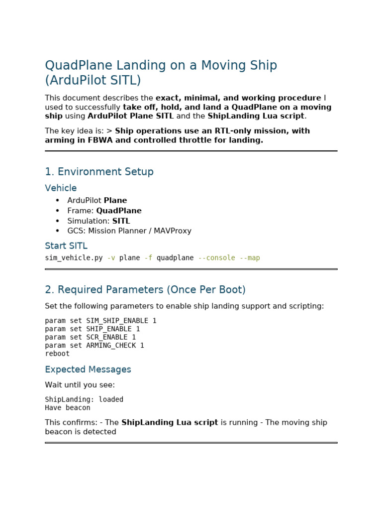 Quad Plane Ship Landing on Moving Platform (Sitl) (1) | PDF | Takeoff | Flight
