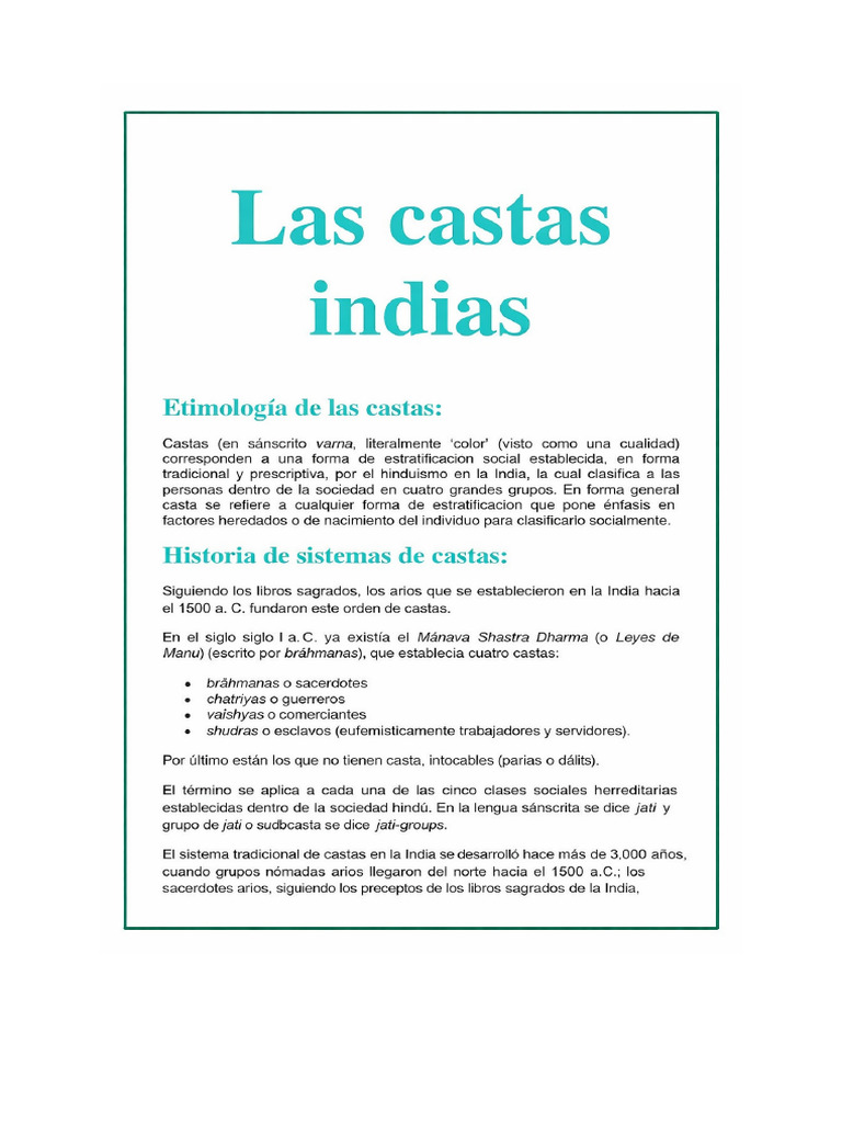 Las Castas Con Borde Verde | PDF