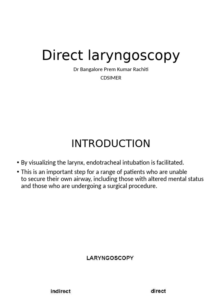 Direct Laryngoscopy Techniques & Risks | PDF