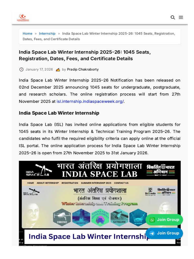 Www Karmasandhan Com India Space Lab Winter Internship ... | PDF