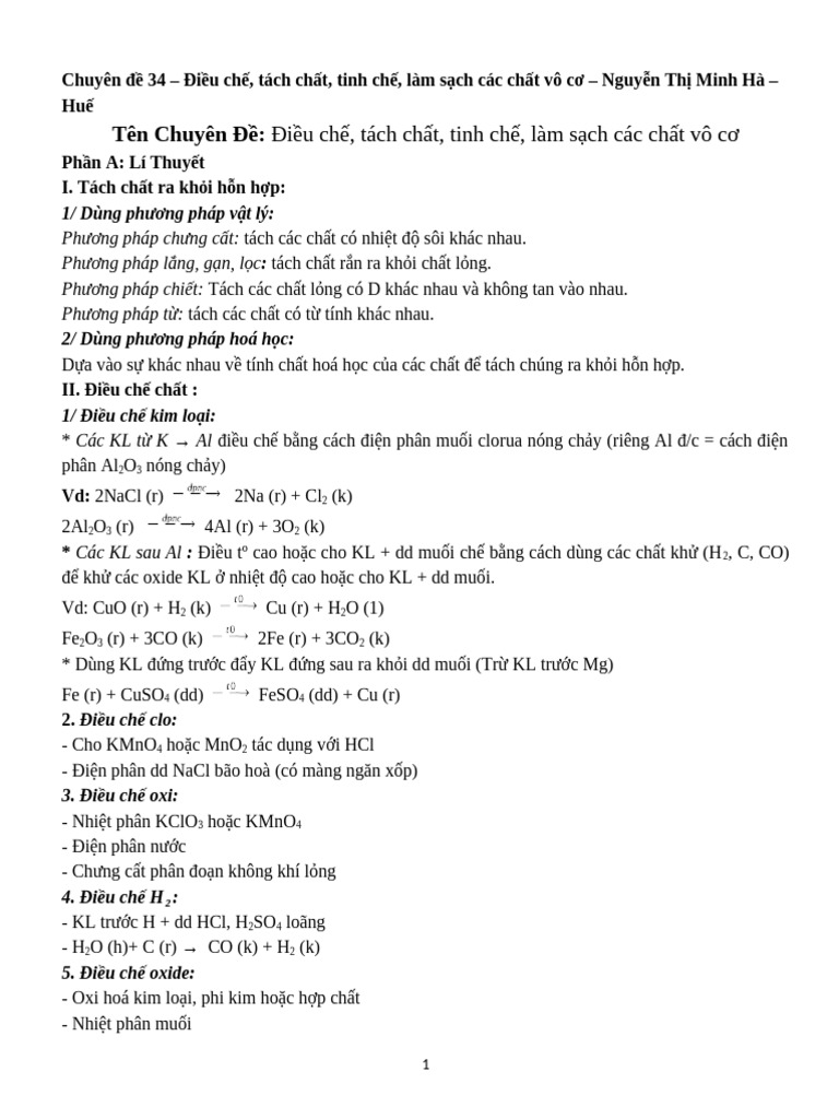 Chuyên Đề 34 - Nguyễn Thị Minh Hà - Huế | PDF