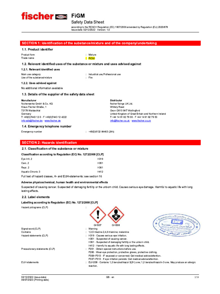 Intumescent Graphite Mastic - FiGM SDS | PDF