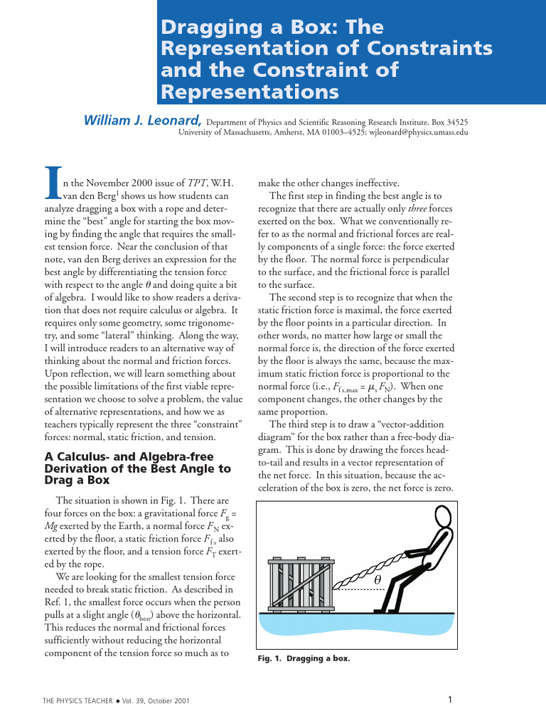Best Angle to Drag a Box | PDF | Force | Friction