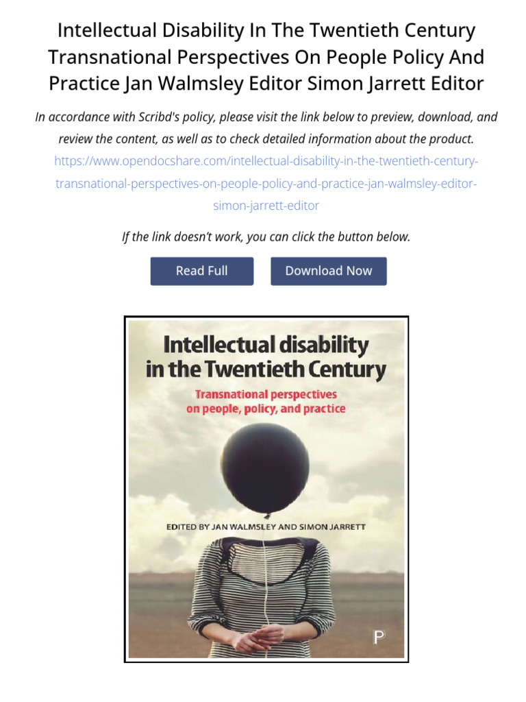 Intellectual Disability In The Twentieth Century Transnational ...