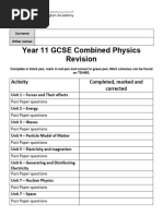AQA GCSE Physics Paper 2 Topics List | PDF | Waves | Force