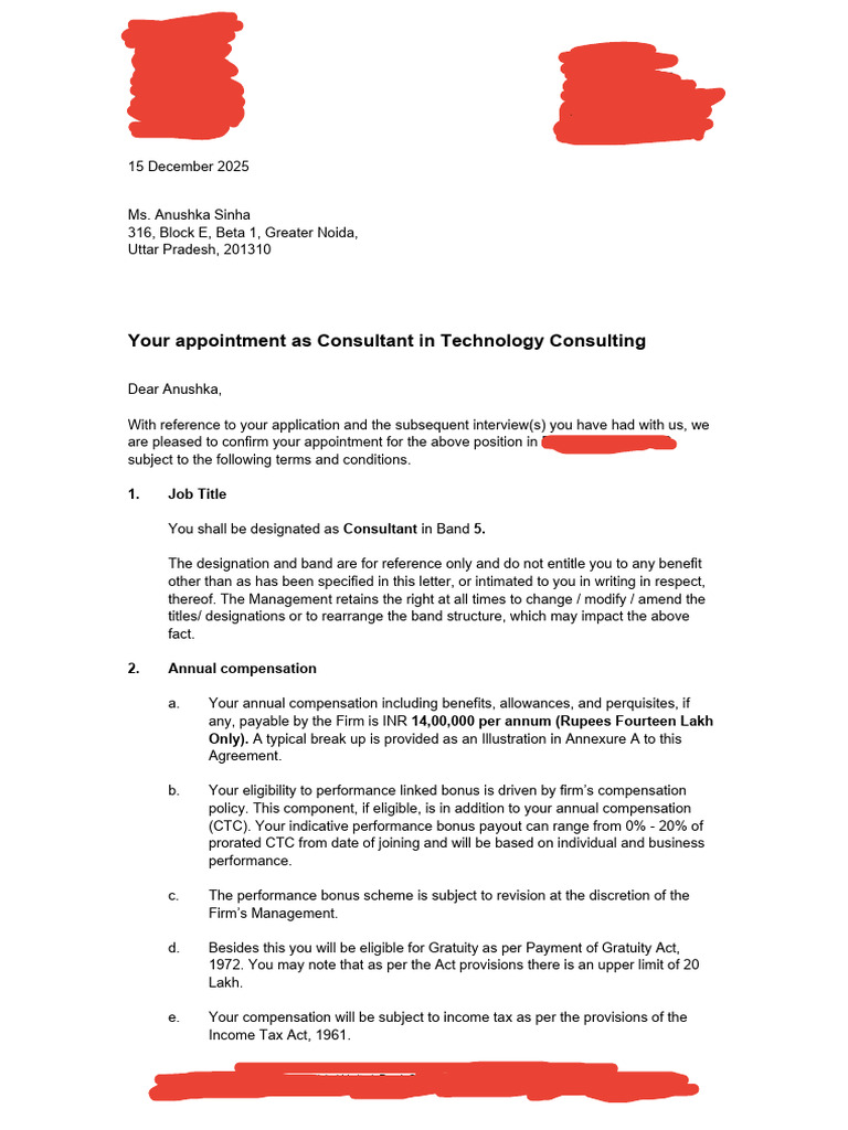 Ey Offer Letter (1) | PDF | Breach Of Contract | Confidentiality