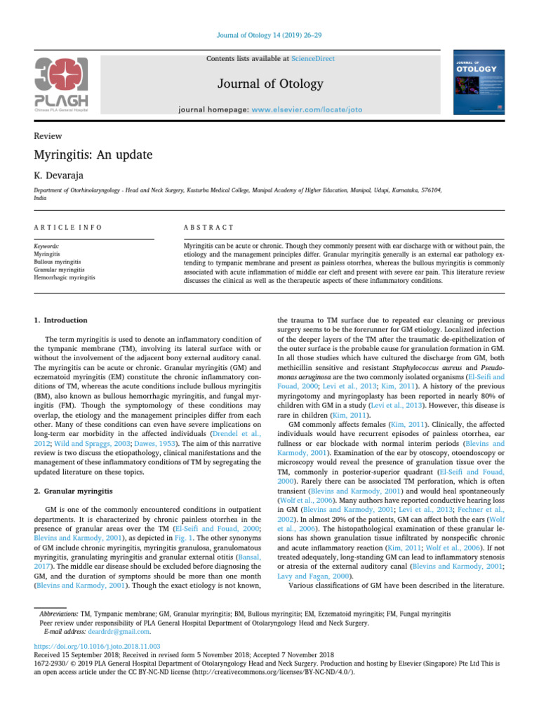 Myringitis an Update | PDF | Ear | Hearing