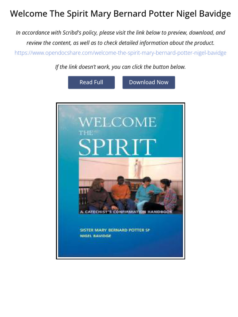 Welcome The Spirit Mary Bernard Potter Nigel Bavidge | PDF ...