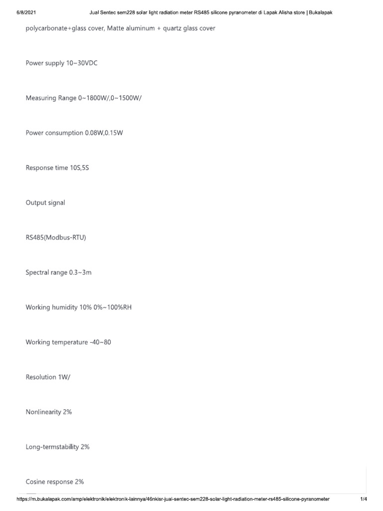 Sentec Sem228 Solar Light Radiation Meter_2 | PDF