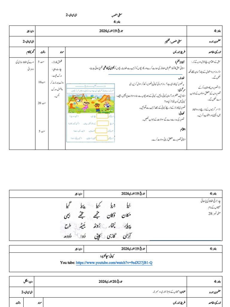 ECE 2 Urdu week 4 | PDF