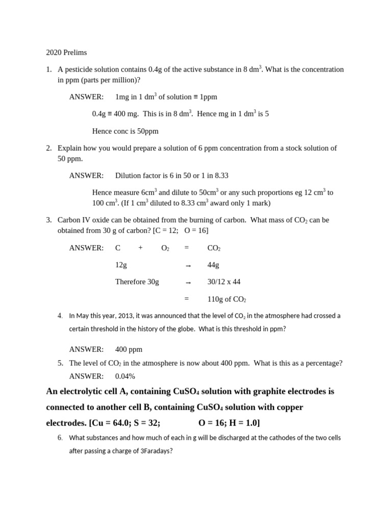 Mole Concept;Solubility | PDF | Mole (Unit) | Solubility
