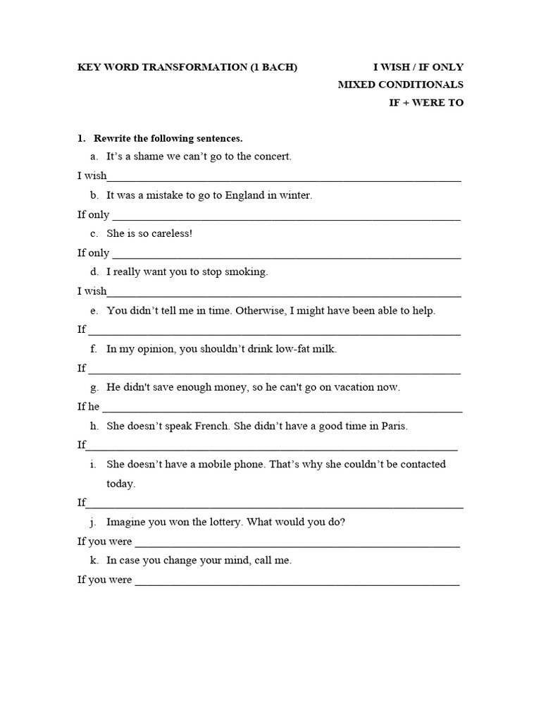 1 Bach - Unit 6 - Grammar -Key Word Transformation | PDF