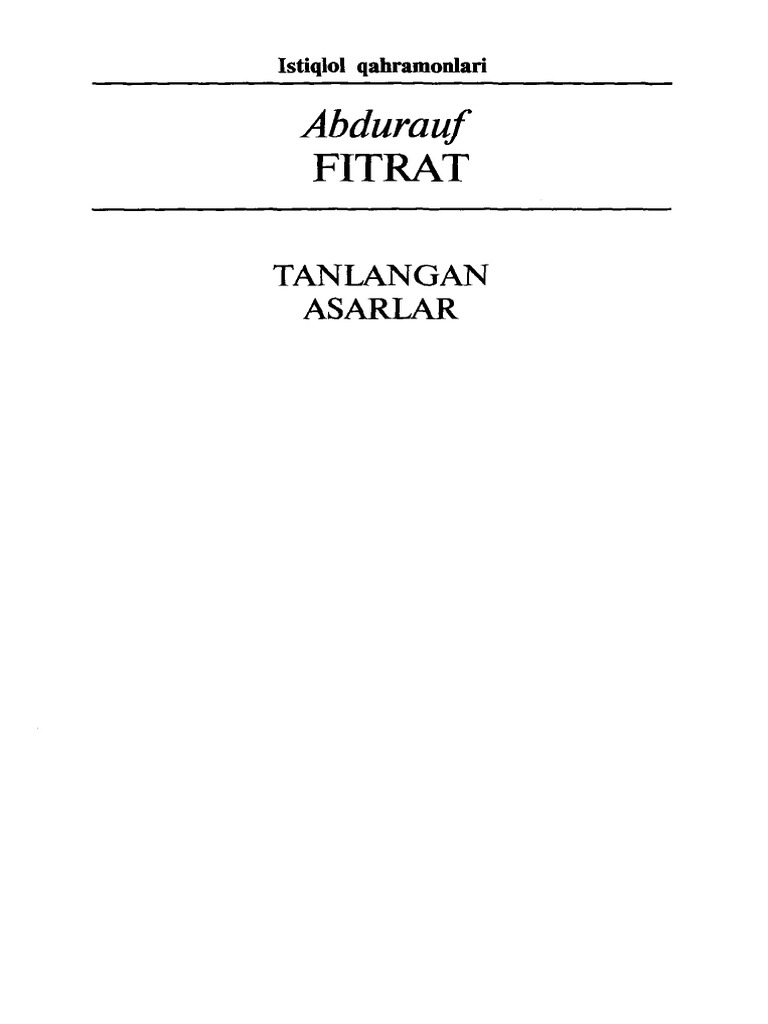 Abdurauf Fitrat Adabiyot Qoidalari | PDF