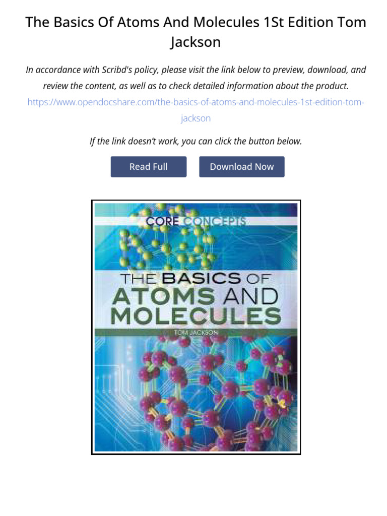 The Basics Of Atoms And Molecules 1st Edition Tom Jackson | PDF | Water ...