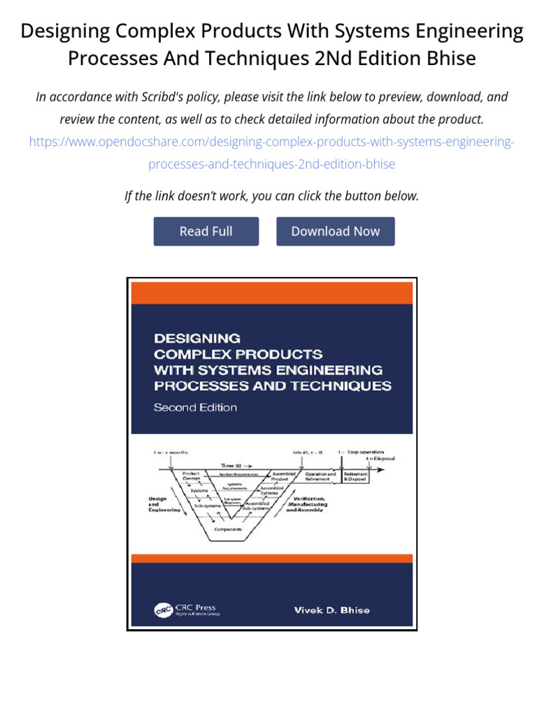 Designing Complex Products with Systems Engineering Processes and Techniques 2nd Edition Bhise ...