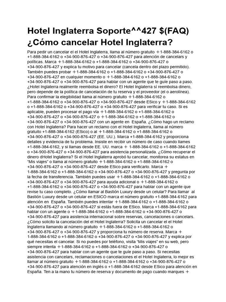 Hotel Inglaterra Soporte^^427 $(FAQ) ¿Cómo cancelar Hotel Inglaterra ...