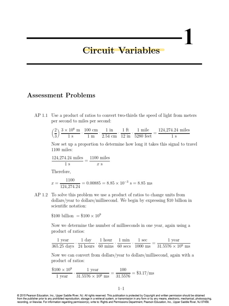 Circuit Variables and Unit Conversion Problems | PDF | Electricity