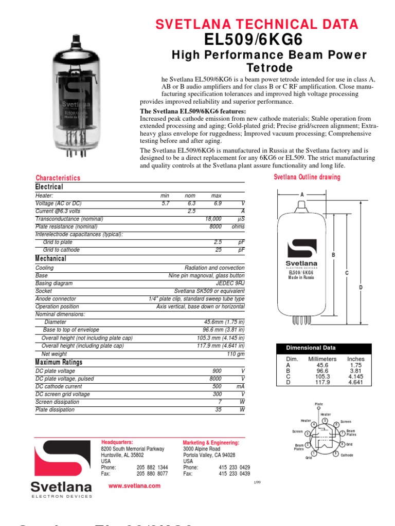 El509 6KG6 | PDF | Vacuum Tube | Amplifier