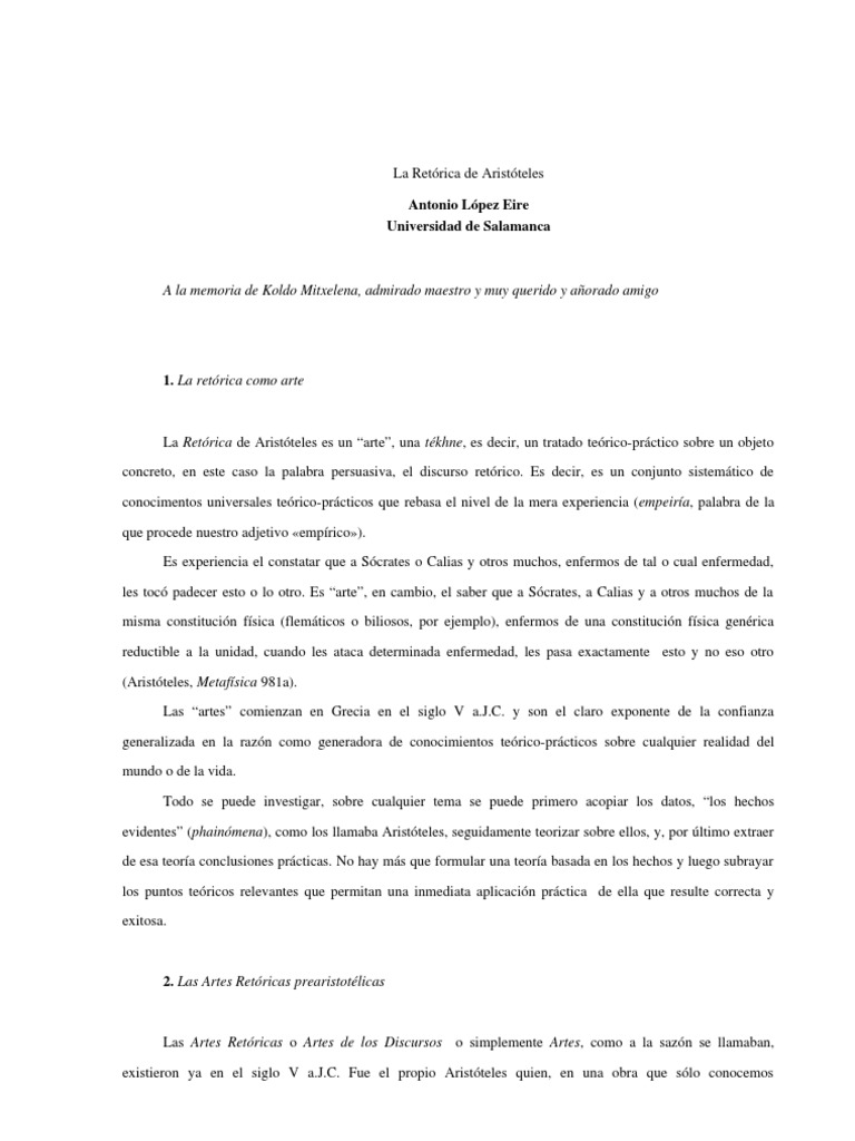 Retorica de Aristoteles | PDF | Ciencias sociales | Filosofía